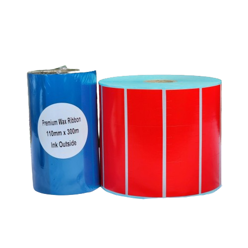 32 x 32 Solid Red Satin Barcode Labels Bundle with Premium Barcode Rib ...